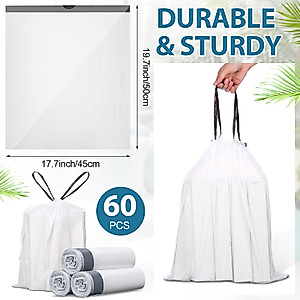 Menkxi Wicker Waste Basket with Lid in Bedroom Bathroom Wicker Trash Can in Office, Boho Handwoven Wicker Waste Basket with Plastic Insert and 60 Pcs Drawstring Trash Bag(4 Gallon)