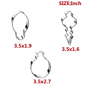 Christmas Ornament Cookie Cutter Set -6 Pieces In Assorted Designs - Stainless Steel