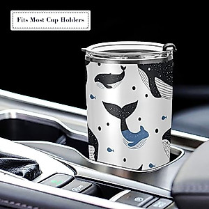 HXshaoye Cartoon blue black whale Stainless Steel water bottle with straw with Straw Leak Resistant Flip travel coffee mug for hot and cold drinks simple tumblers with lids and straws termo para