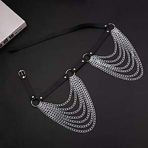 NICEIGHT Leather Body Chains for Women Sexy Harness Waist Chains Black Belt Chest Chains Punk Adjustable Rave Body Jewelry S4