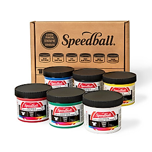 Speedball Fabric Screen Printing Ink Starter Set, 6-Colors, 4-Ounce for T-Shirt and Silkscreen Printmaking