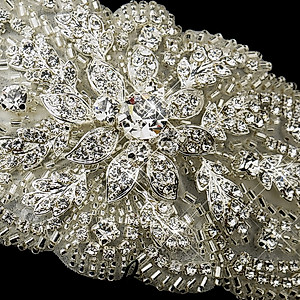 Catrin Beaded Crystal & Rhinestone Side Accented Fabric Wedding Bridal Tiara Headband