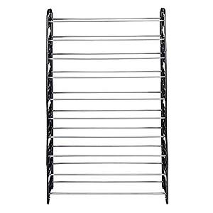 conrover 10-Tier Shoe Rack Shoes and Boots Storage Organizer 50 Pairs Shoe Rack for Entryway Closet and Bedroom Shoe Shelf Metal & Plastic Shoe Tower, Black & Silver