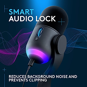 Logitech G Yeti GX Dynamic RGB Gaming Microphone, Podcast with LIGHTSYNC, Blue VO!CE, G HUB Control, Supercardioid, USB Plug and Play on PC/Mac - Black (Renewed)