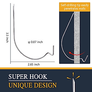 MIHUYAN Picture Hanger Super Hook 20PCS,High-Quality Steel Picture Hanger Hercules Hooks,Used for Drywall, Wood Wall, Plaster Wall, can Hang Photos, Art, Clock, Mirror.