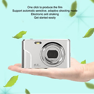Portable Digital Camera, 48MP 16X Digital Zoom Camera, 2.4in IPS Display Pocket Camera, Auto Focus and Light Sensitivity, Anti Shaking, Auto Beauty (Space Silver)