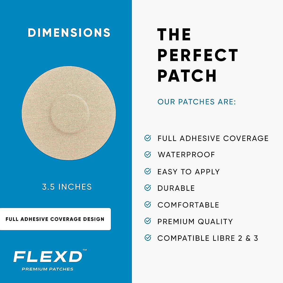 Flexd - Freestyle Waterproof Sensor Covers for Libre 2 & 3 - (25 Pcs) - Libre 3 Sensor Covers - CGM Adhesive Patches - (Round - Tan)