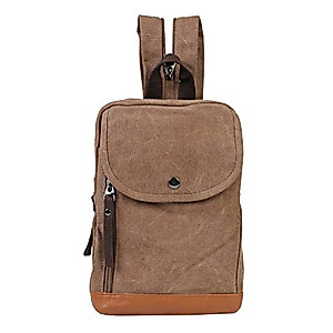 JIAO MIAO Mini Canvas Backpacks Casual Strong Small Packback Daypack,181002-Brown