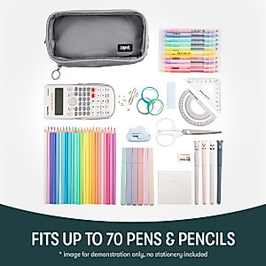 ZIPIT Half & Half Pencil Case | Large Capacity Pencil Pouch | Pencil Bag for School, College and Office (Grey)