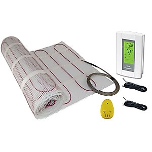 15 Sqft Mat, Electric Radiant Floor Heating System with Digital Floor Sensing Thermostat, Includes 2 Floor Temperature Sensors and Installation Monitor, Heated Floor System, Radiant Floor Heating Mat