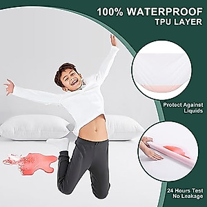 Waterproof Mattress Protector Cal King Size - Breathable Fitted Water Proof Washable California King Bed Mattress Cover Deep Pocket 6-16in