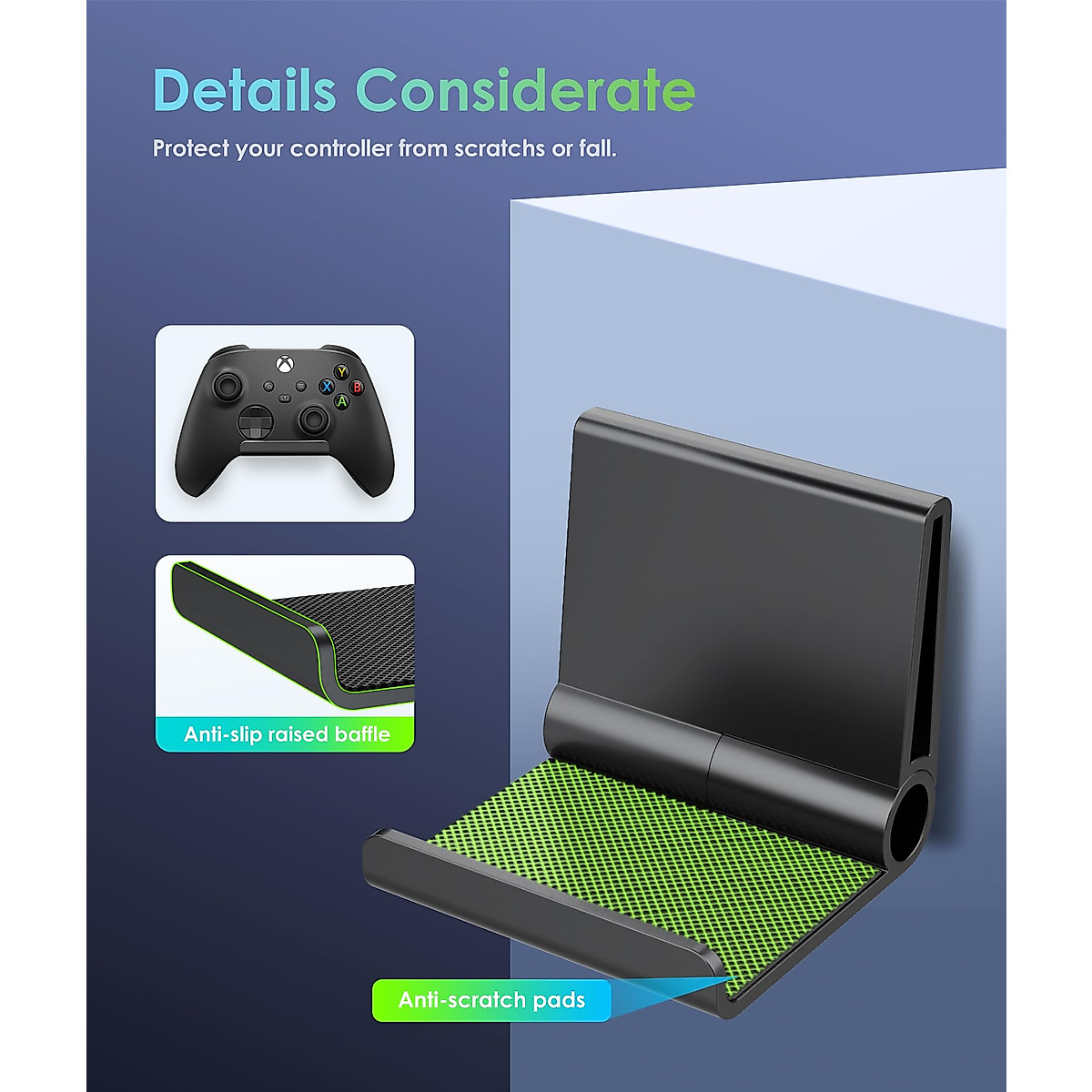 6 Pack Foldable Controller Wall Mount Holder for Xbox PS5 PS4 PS3 Switch Pro Strong Adhesive/Screw Upgraded Controller Stand Hanger with Anti-slip Pad Universal Gaming Remote & Headphone Accessories