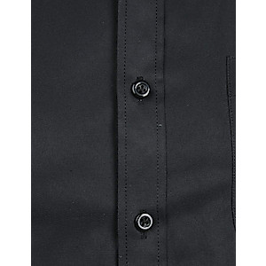 ZEROYAA Men's Long Sleeve Dress Shirt Solid Slim Fit Casual Business Formal Button Up Shirts with Pocket ZSSCL01 Black Large