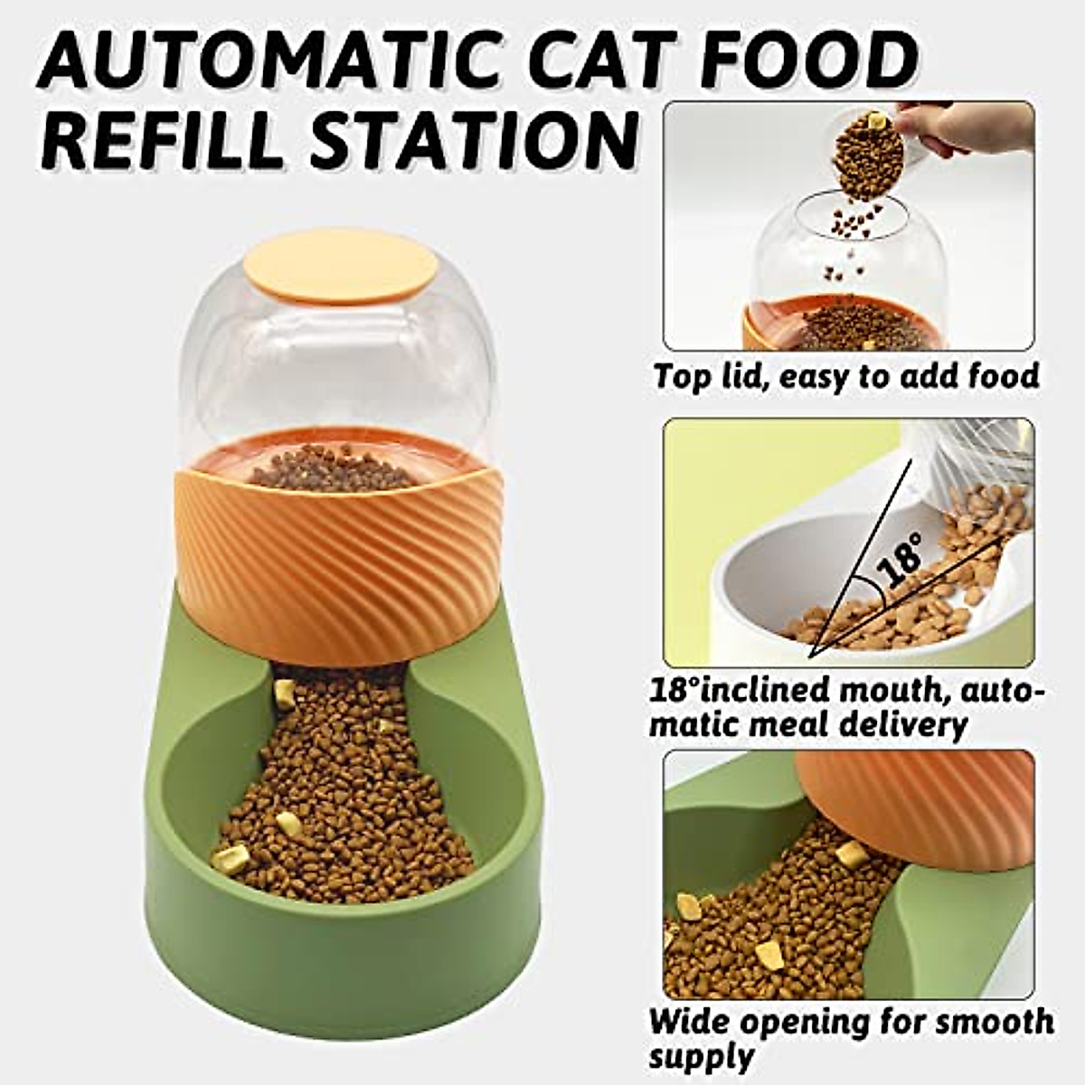 BNOSDM Automatic 2 Pcs Cat Dog Feeders Cat Food and Water Dispenser Set 2L Gravity Pet Food Feeder Water Bowl Dispenser, Self Feeding Station for Cat Puppy Small Dog