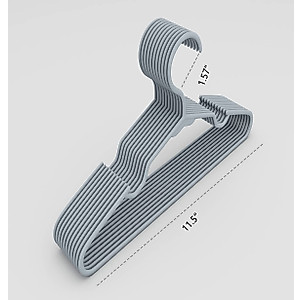 Kwianty Gray Baby Clothes Hangers 60 Pack, 11.5 Inch Big Children Child Hangers Baby Clothes Hangers for Closet (Gray, 60)