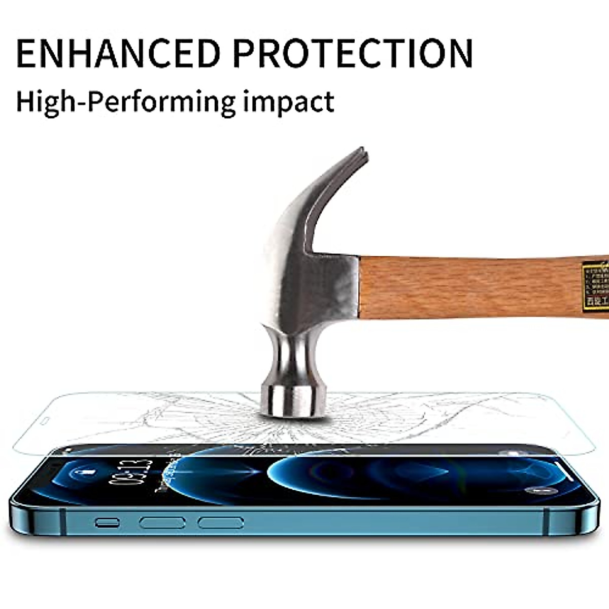 ImpactStrong Shatterproof Tempered Glass Screen Protector for iPhone 12 / iPhone 12 Pro [Easy Installation Frame] [Bubble Free] [9H Hardness] [Full Coverage] Case Friendly, 6.1 Inch - (3-Pack)
