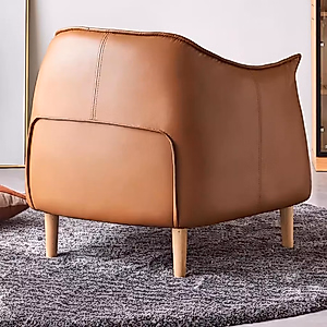 Couch for Living Room Leather Sofa Modern Minimalist Solid Wood Sofa Chair Nordic Small Apartment Living Room Light Luxury Single Sofa Samll Sofa