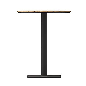 Flash Furniture Finch Commercial Grade Round 24" Table with Faux Teak Poly Slats and Steel Frame, Natural/Gray