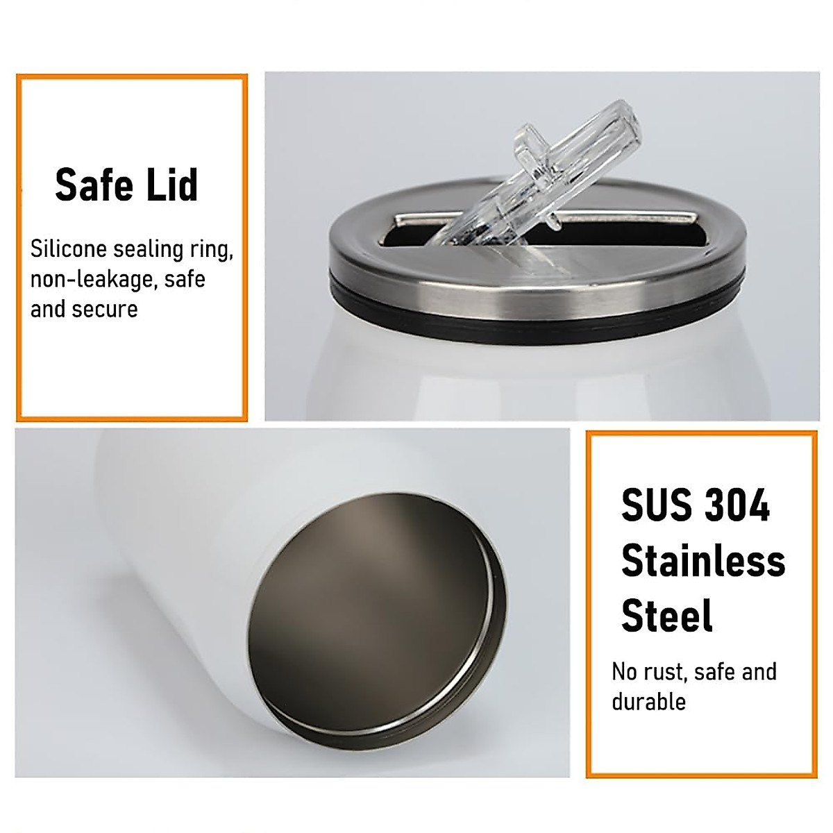 Custom 17oz Insulated Can Personalized Photo Picture Text or Logo Stainless Steel Double-walled Tumblers Great Gifts on Birthdays Father's Day Halloween Thanksgiving Christmas (White, Custom 17)