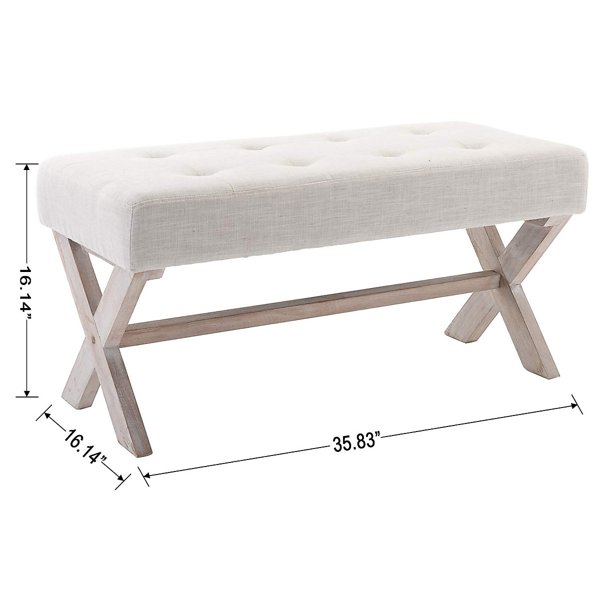chairus Fabric Upholstered Entryway Bench Seat, 36 inch Bedroom Bench Seat with X-Shaped Wood Legs for Living Room, Foyer or Hallway - Cream