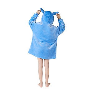 Unisex Animal Wearable Hoodie Blanket,Snuggly Blanket with Sleeves, Comfy Warm Sweatshirt with Pocket,for Kids