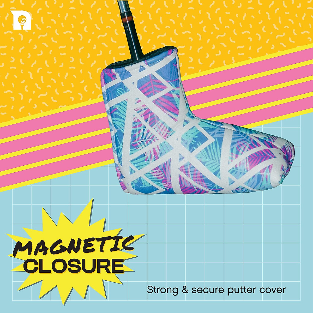 Noonan Golf Putter Cover | Magnetic Blade Golf Club Cover | Fleece Lined & Water Resistant | Fun, Creative & Unique Headcover Designs | Golf Accessories for Men & Women (Trendy Tropical, Blade)