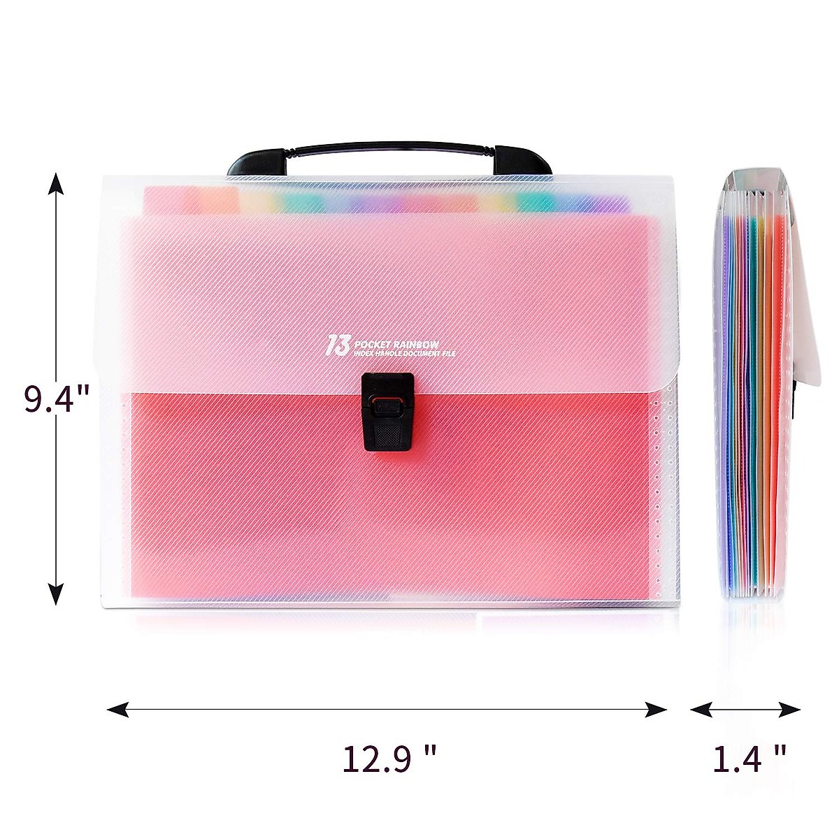 13 Pocket Portable Expanding File Folders, Accordion File Document Organizer with dividers for Any Paper and Document - Rainbow
