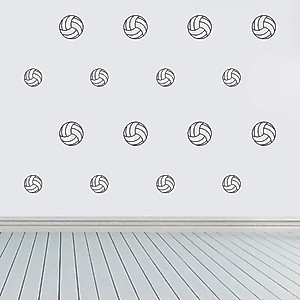 JUEKUI Set of 50pcs Volleyball Sticker Wall Decals for Kids Rooms Bedroom Sports Fans Home Decor Vinyl WS91 (Black)