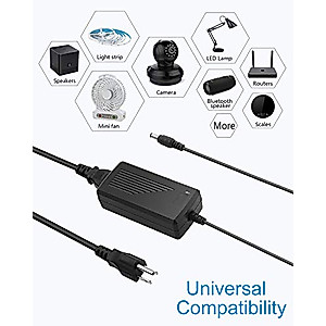 ALITOVE DC 12V 5A Power Supply Adapter Converter Transformer AC 100-240V Input with 5.5x2.5mm DC Output Jack for 5050 3528 LED Strip Module Light