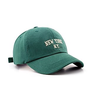 New York Embroidery Baseball Cap Cotton Trucker Dad Hat with Adjustable Buckle Visor Cap for Men Women Green