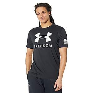 Under Armour Men's New Freedom Logo T-Shirt, Black (001)/White, Large