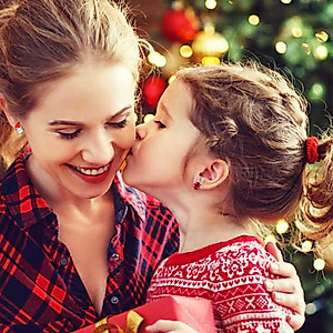 Christmas Bow Earrings for Women Xmas Red Pearl Bow Earrings Sparkling Rhinestones Bow Dangle Earrings Christmas Earrings for Women Teen Girl Christmas Gifts 2023