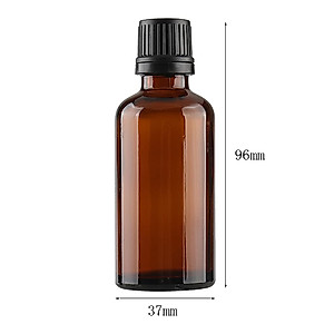 DLIBUY 4 Pcs Empty 50ml Brown Essential Oil Bottles with Dropper Black Tamper Evident Screw Cap Amber Glass Vials for Cosmetic Essential Oils Colognes Perfume Aromatherapy