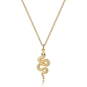 MEVECCO Dainty Gold Snake Necklace for Women 18k Gold Plated Serpent Snake Charm Necklace Cubic Zircon Snake Pendent Chunky Gold Snake Simple Minimalist Delicate Handmade Boho Jewelry For Her