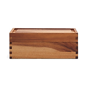 Ironwood Gourmet Acacia Wood Recipe Box, Double Compartment, For 3" x 5" Cards