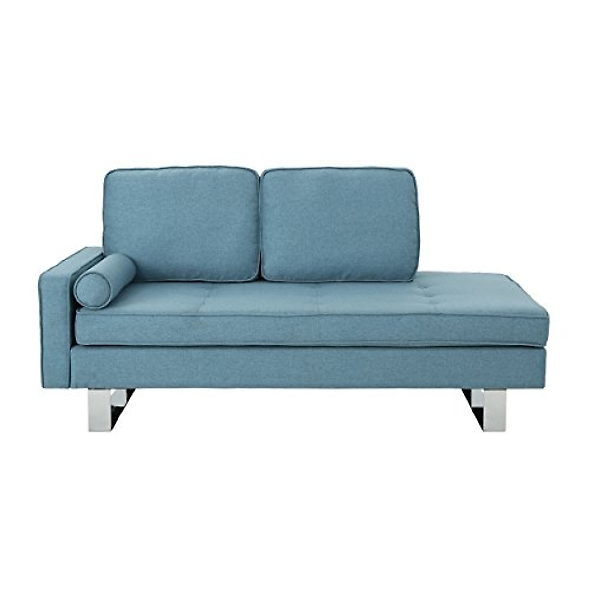 Christopher Knight Home Phelps Modern Fabric Chaise Loveseat, Blue, Silver