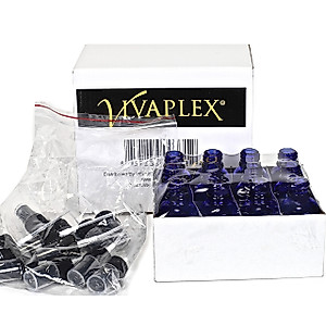 Vivaplex 2 oz Glass Bottles, with Black Fine Mist Sprayers, Cobalt Blue, 12-Count
