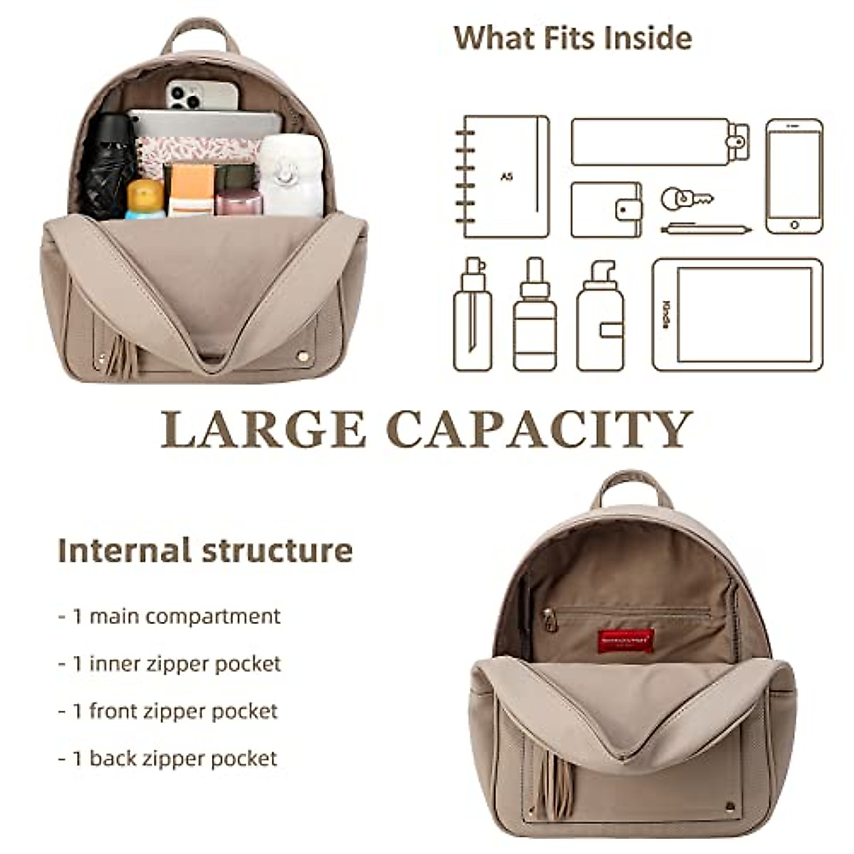 Montana West Anti Theft Backpack Purse for Women Backpack for Ladies with Secured Zipper & Tassel, MWC-104KH