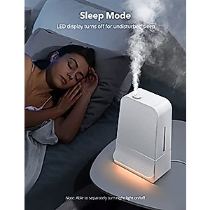 Humidifiers for Bedroom, 6L Ultrasonic Cool Mist Humidifier with Humidistat, LED Display, Wide Opening, Easy to Clean & Fill, Sleep Mode, Long Working Time, Air Humidifier for Bedroom Large room (White)