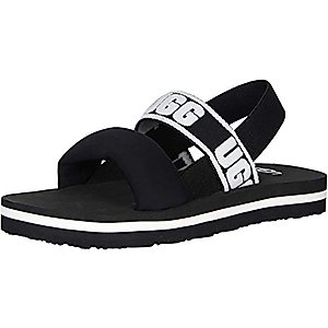 UGG Girls K ZUMA Sling Flat Sandal, Black, 2 Little Kid