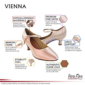 Very Fine Vienna Womens Flesh Satin Ballroom Smooth Tango Waltz Dance Shoes 2.5" Cuban Heel Size 9 M