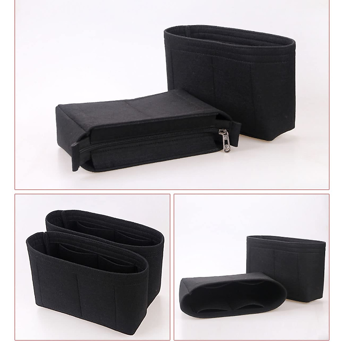 Lckaey Bag Organizer Insert for Classic Flap Medium bag Shaper Purse Insert - Premium Handbag Felt Organizer 2009black-M