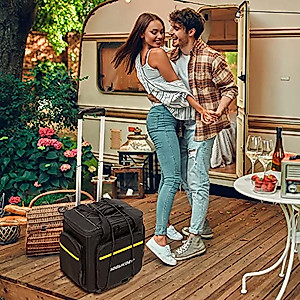 Rolling Cooler 48 Can Cooler On Wheels Beach Cooler with Rubber Wheels and Handle Insulated Large Rolling Cooler with Bungee Cord and All-Terrain Cart for Beach, Tailgate Parties, Work, 2-in-1 Design