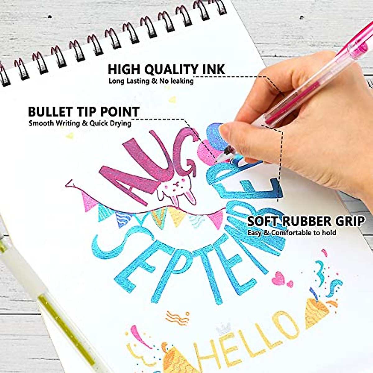 Shuttle Art Gel Pens, 130 Colors Gel Pen with 1 Coloring Book in Travel Case for Adults Coloring Books Drawing Crafts Scrapbooking Journaling