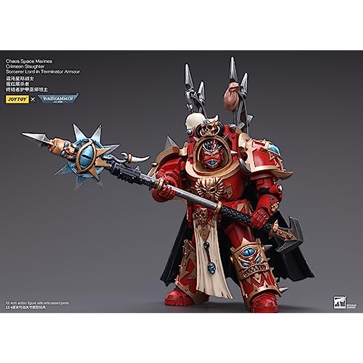 JoyToy Warhammer 40K: Chaos Space Marines Crimson Slaughter Sorcerer Lord in Terminator Armour 1:18 Scale Figure