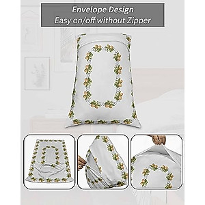 Edwiinsa Summer Lemon Pillow Covers King Standard Set of 2 20x36 Bed Pillow, Spring Leaves Yellow Lemon Lace Plush Soft Comfort for Hair/Skin Cooling Pillowcases with Envelop Closure