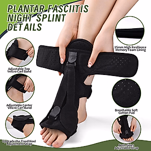 LYGJMYOK 2Pack Plantar Fasciitis Night Splint,Plantar Fasciitis Relief Brace,3 Straps Adjustable Foot Relief Splint for Women&Men,Foot Drop Orthotic Brace Relief Plantar Fasciitis,Achilles Tendonitis