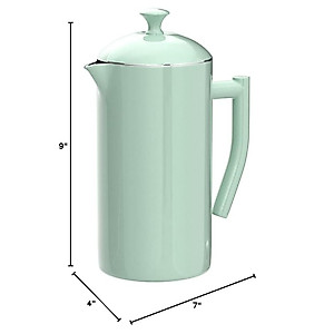 Frieling Double-Walled Stainless Steel French Press Coffee Maker, Dilly Bean Green, 34 fl oz.