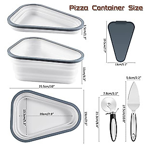 Pizza Storage Container, Expandable Folding Silicone Pizza Storage Container with 10 Microwave Trays, Pizza Pan Organizes to Save Space (Pack of 2) White