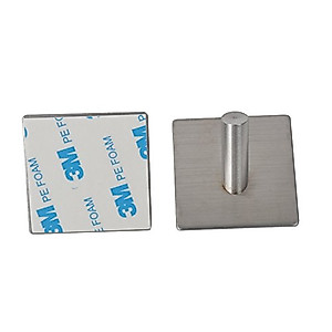 Home-organizer Tech Bathroom 3M Self Adhesive Hook Garage Storage Organizer Stick On Sticky Bathroom Kitchen Hanger Wall Mount Brushed Stainless Steel, 2 - Pieces